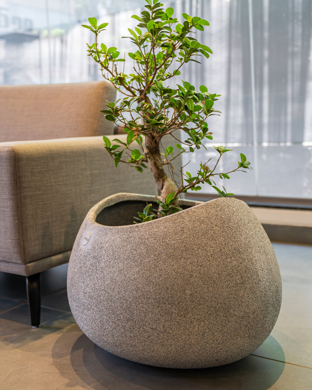 The Hourglass Planter by Palasa has a modern design and beige neutral ...
