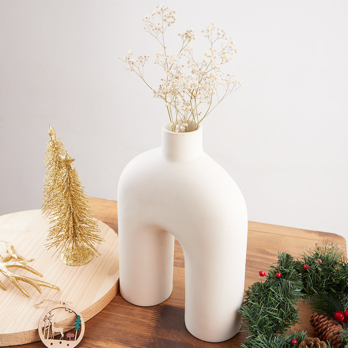Buy Nordic White Ceramic Vase Online India | Studio Palasa